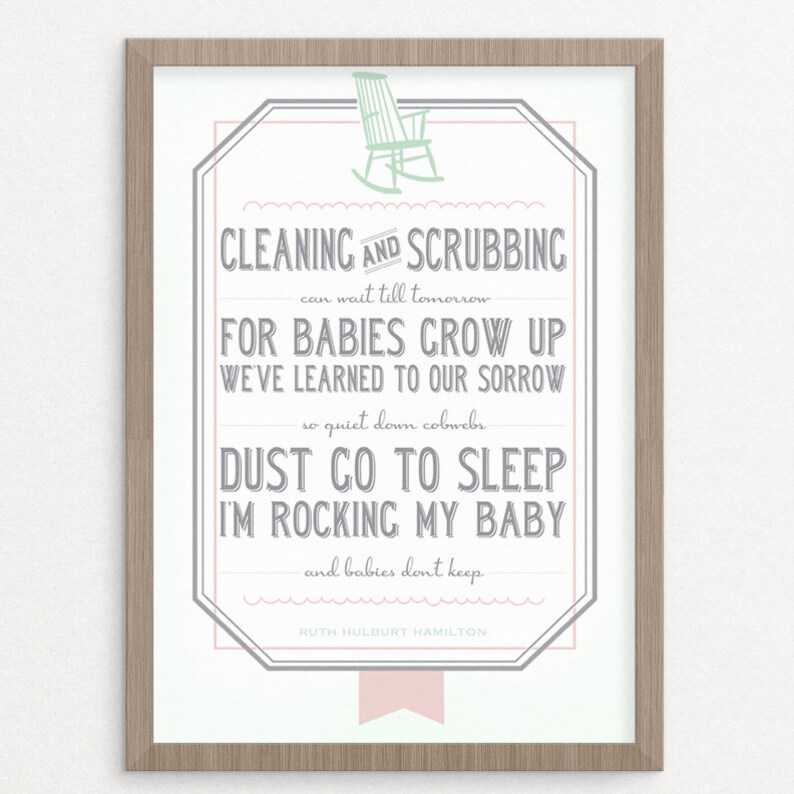 Baby Poem Nursery Wall Art - Rocking Chair Art for Mother - Nursery ...