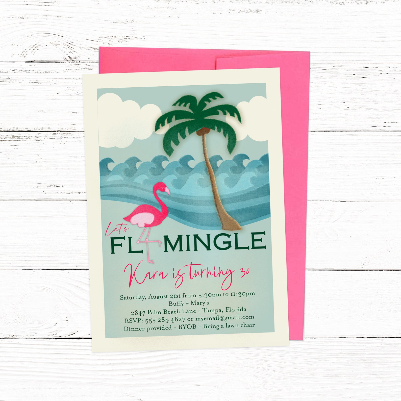 Let's Flamingle Party Invitation | Flamingo Party Invitation - Etsy