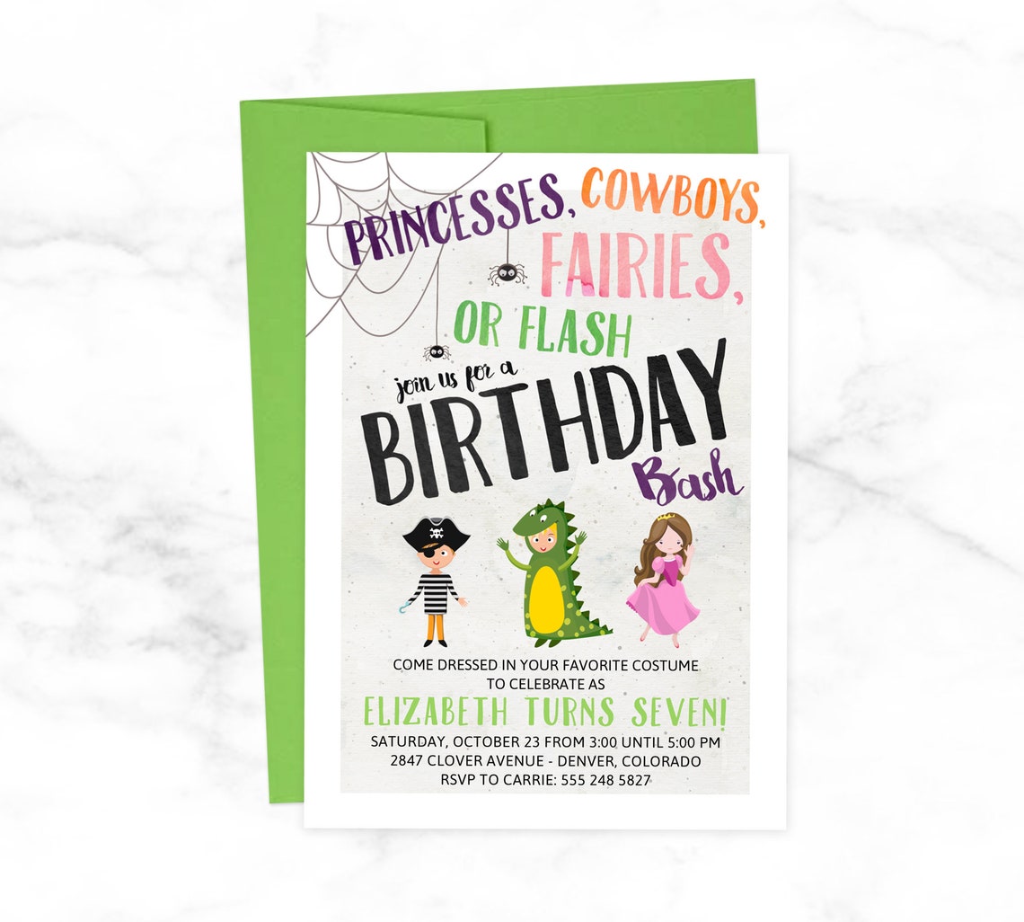 Costume Party Birthday Invitation Dress up Party Theme - Etsy