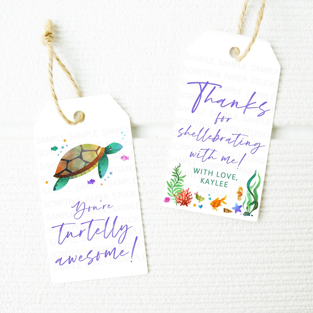 Sea Turtle Birthday Party Favor Gift Tags - Etsy