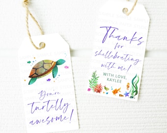 Turtle Favor Tags, Turtle Gift Tags, Sea Turtle Tags, Sea Turtle ...