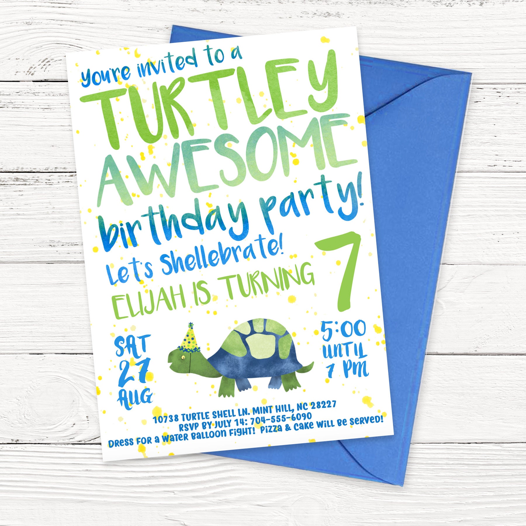 Turtle Birthday Party Invitation - Etsy
