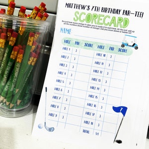Golf Birthday Party Score Card - Customizable Text - Etsy