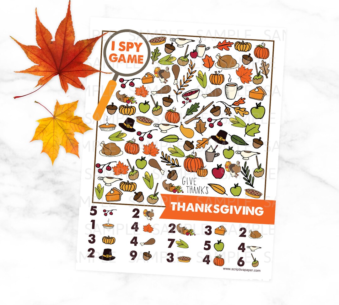 Thanksgiving I SPY Game - Thanksgiving Numbers and Counting Worksheet ...