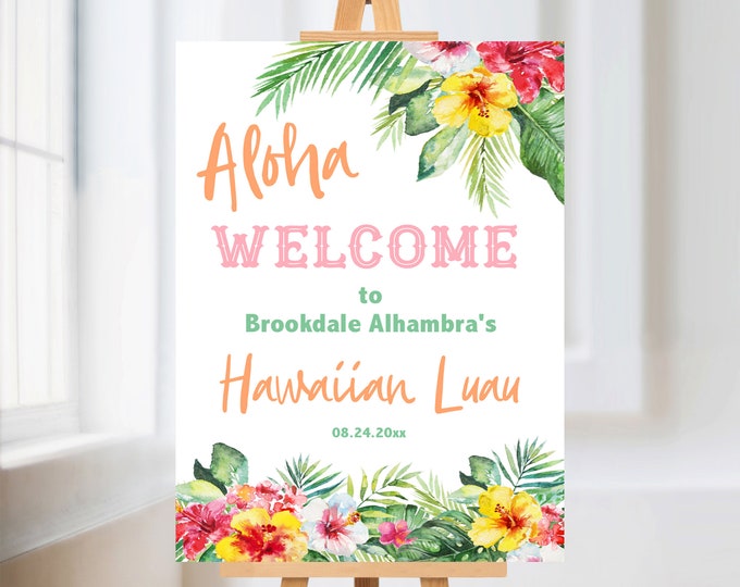 Hawaiian Luau Welcome Sign - Luau Party Decorations - Etsy
