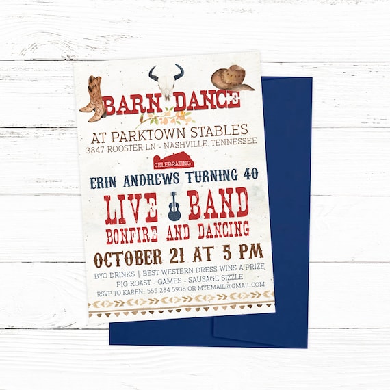 Barn Dance Party Invitation Country Western Hoedown Party | Etsy UK