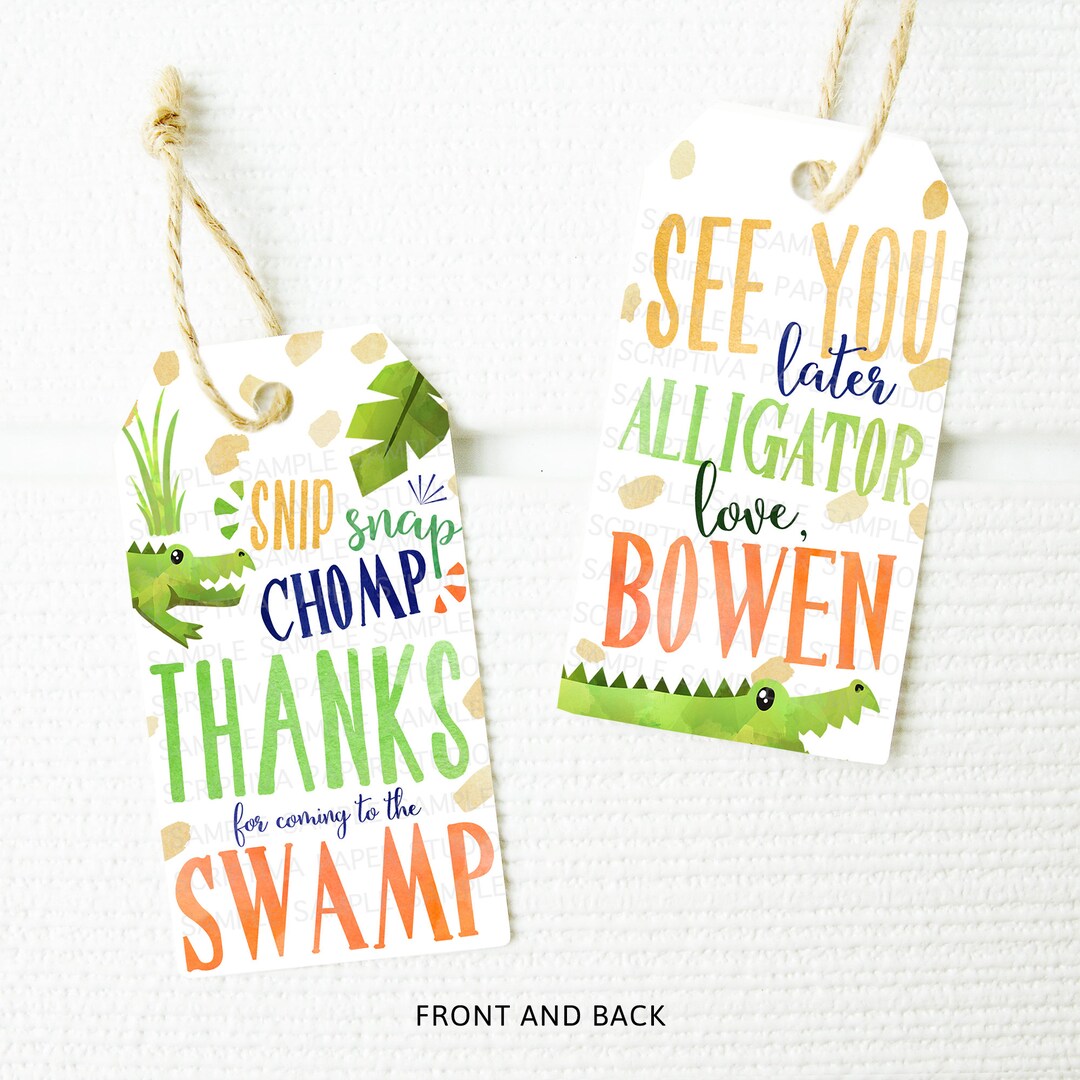Alligator Birthday Party Favor Tags | Personalized Gift Tags - Etsy