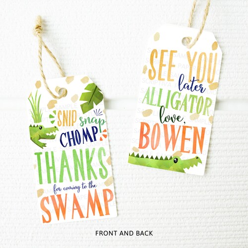 Alligator Birthday Party Favor Tags Personalized Gift Tags - Etsy