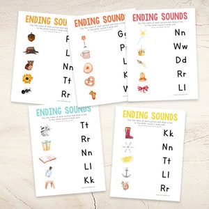 10 Worksheets for Learning Ending Sounds | Pre-k and Kindergarten ...