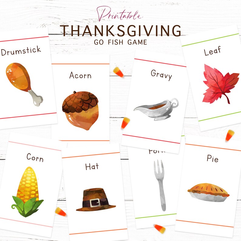 Thanksgiving Go Fish Game Printable - Etsy