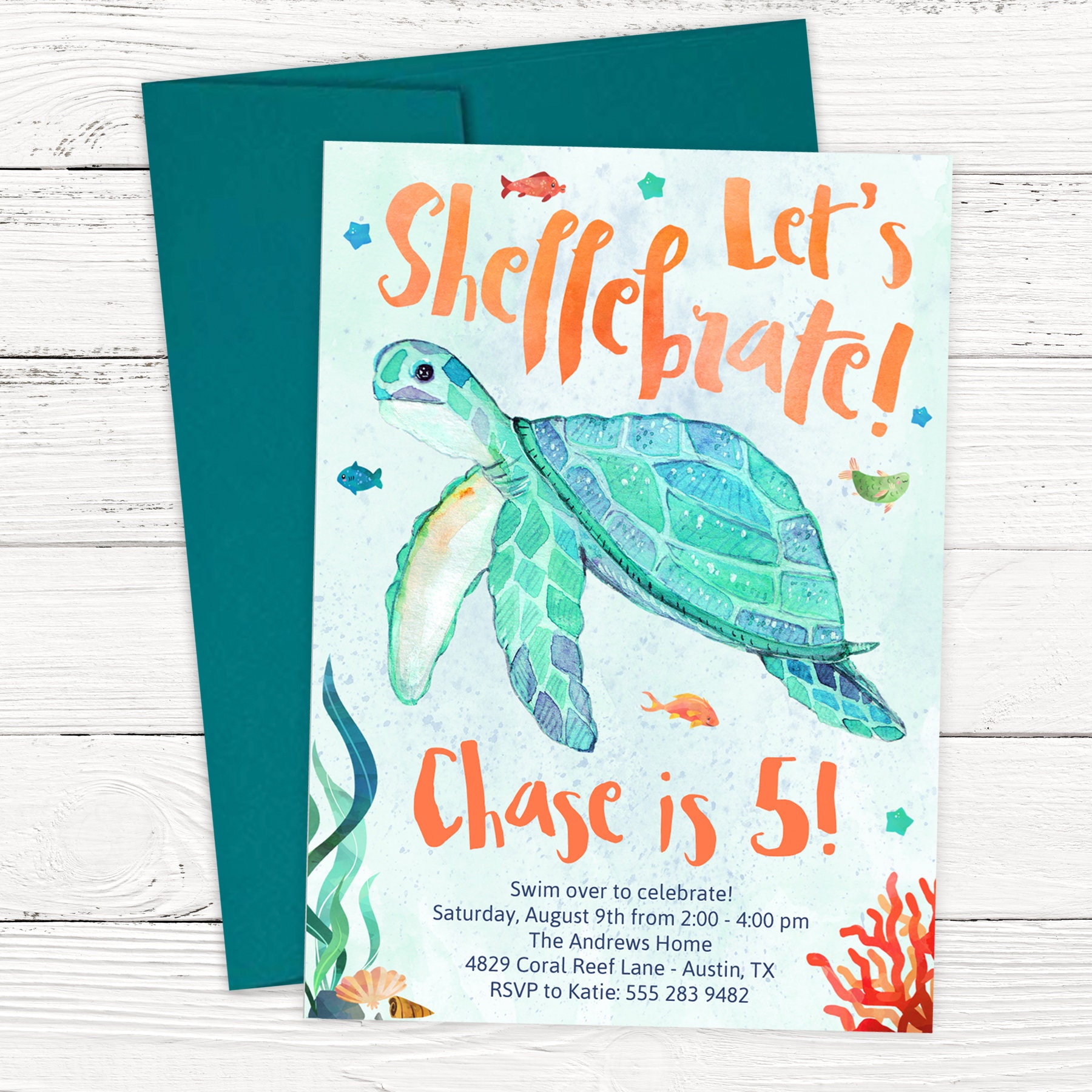 Sea Turtle Birthday Party Invitation | Etsy
