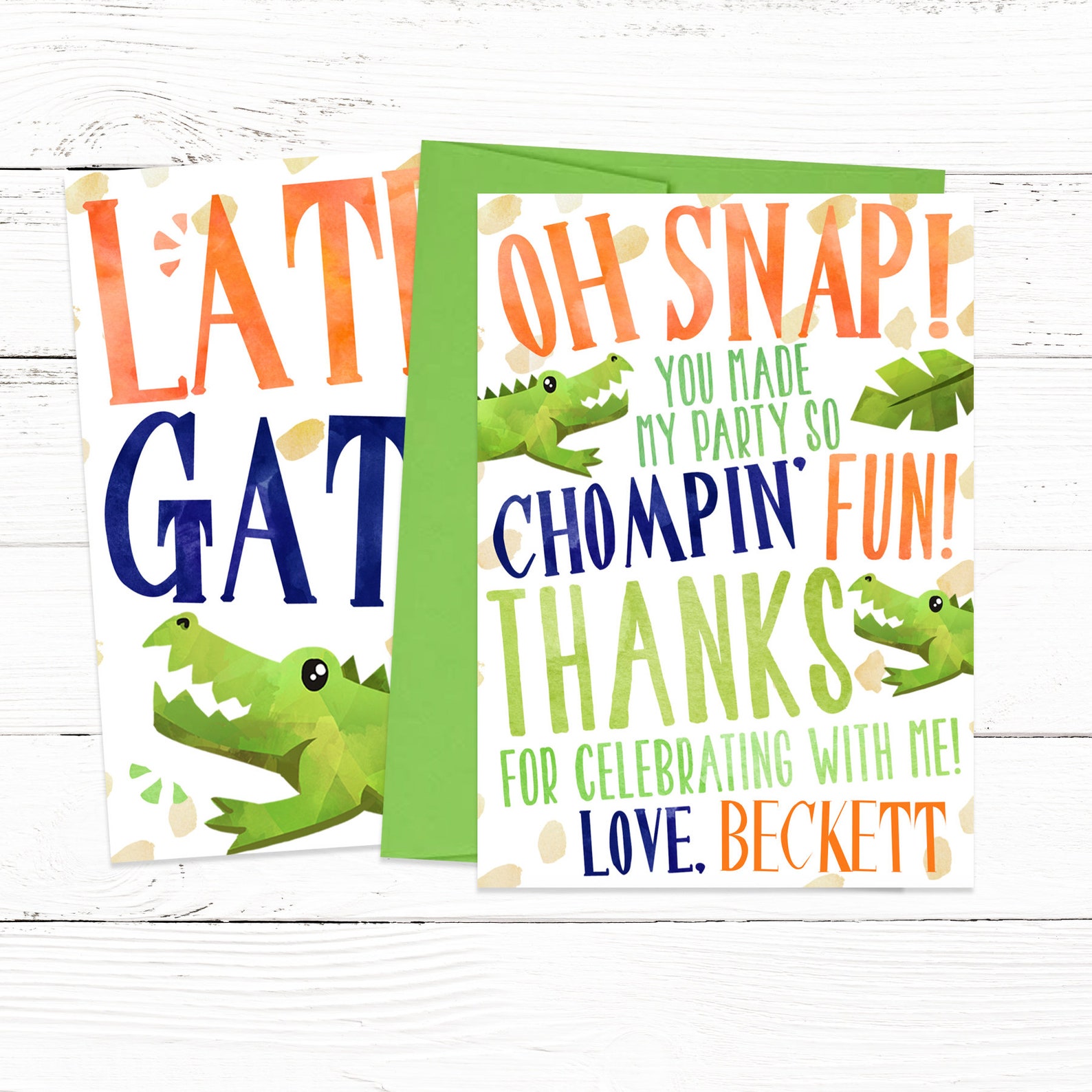 Alligator Thank You Note Cards | Alligator Birthday Party Stationery - Etsy