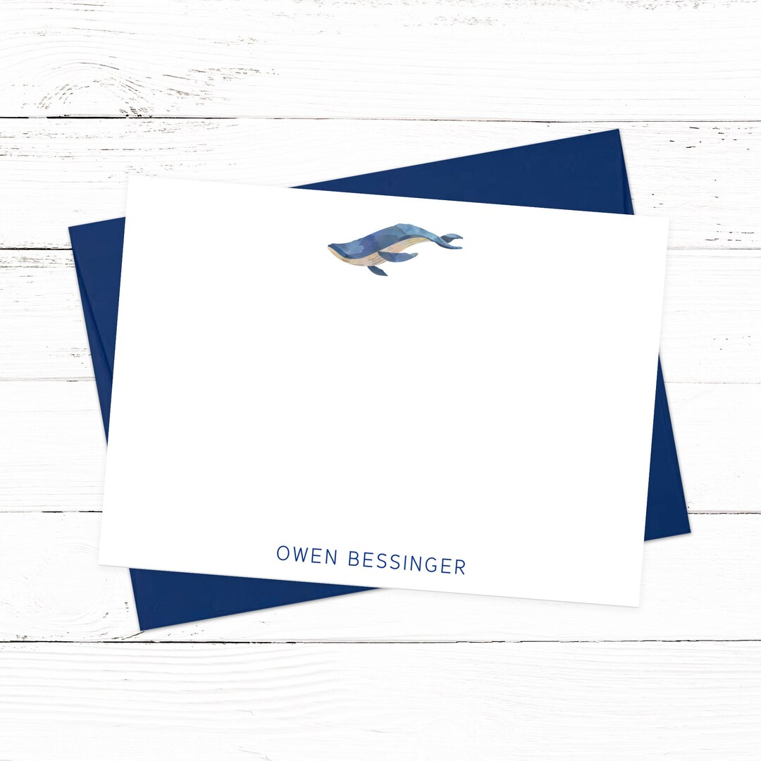 Whale Thank You Note Cards | Whale Stationery - Etsy