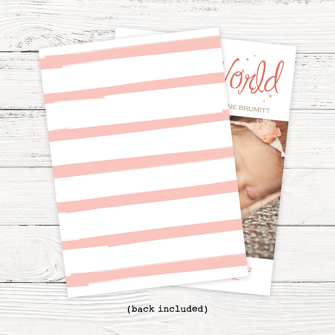 Pink Hello World Birth Announcement - Girl Photo Baby Announcement - Etsy