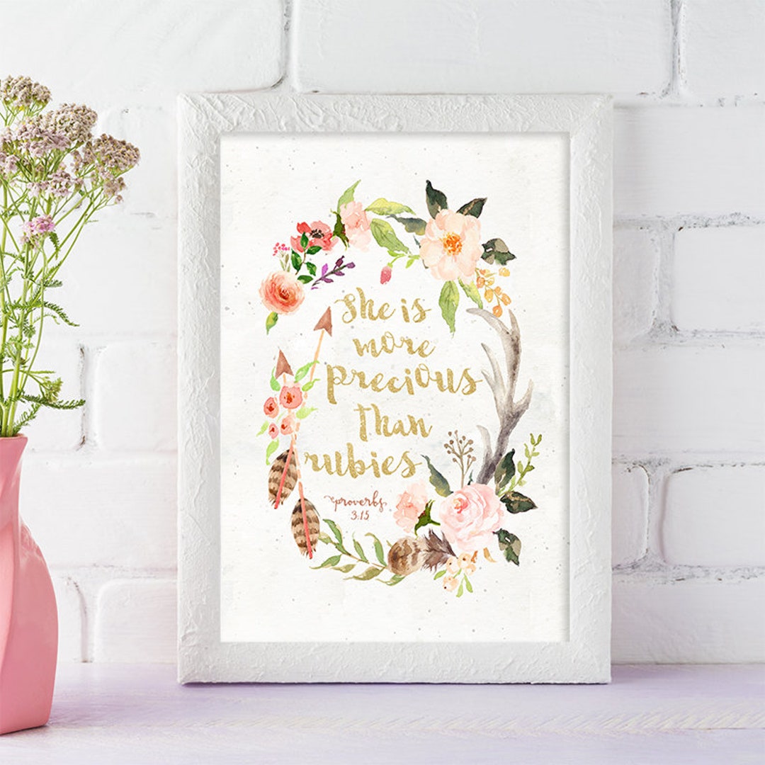 She is More Precious Than Rubies Wall Art | Proverbs Scripture Wall ...