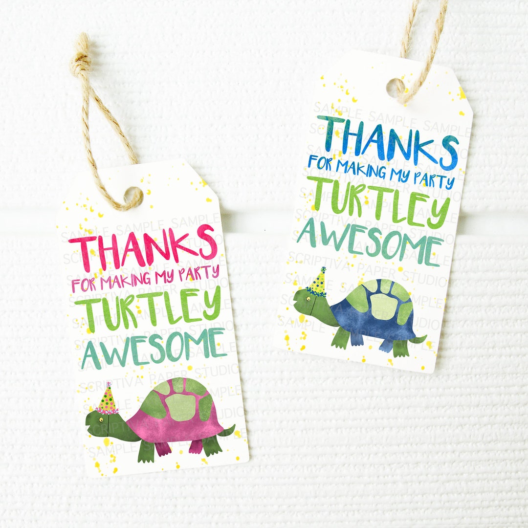 Turtle Party Favor Tags for a Turtle or Tortoise Birthday Party - Etsy