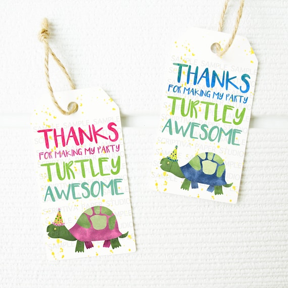 Turtle Party Favor Tags for a Turtle or Tortoise Birthday - Etsy