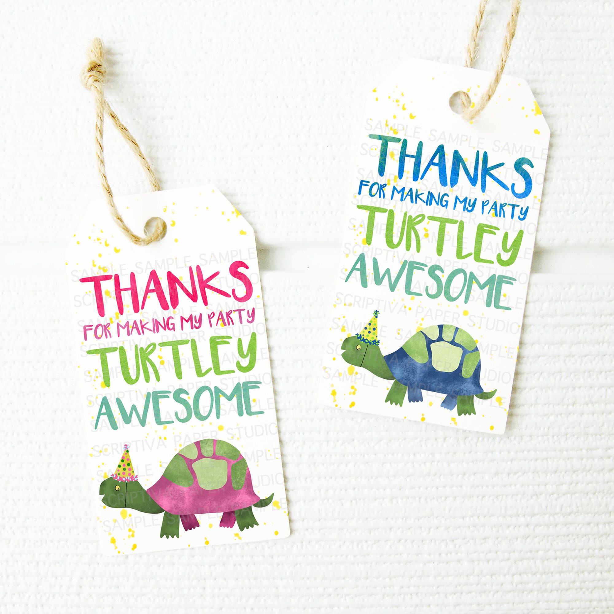 Turtle Party Favor Tags for a Turtle or Tortoise Birthday Party - Etsy