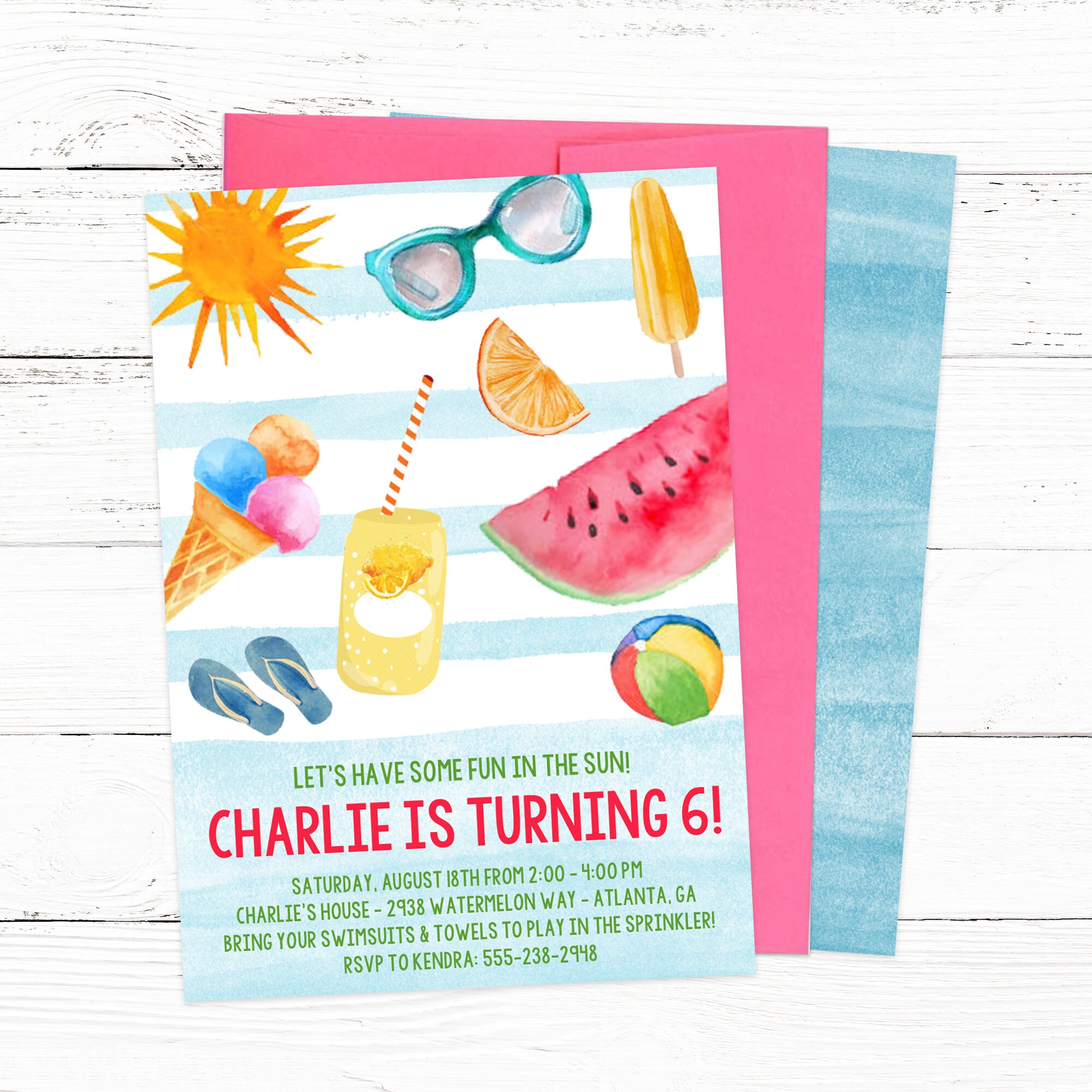 Summer Fun Birthday Party Invitation | Fun in the Sun Invitation for ...