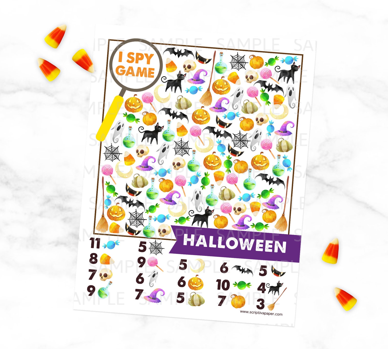 Halloween I SPY Worksheet Halloween Numbers and Counting | Etsy