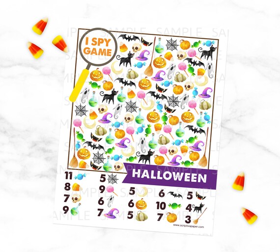 Halloween I SPY Worksheet Halloween Numbers and Counting | Etsy