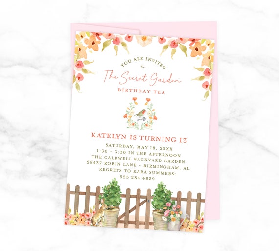 The Secret Garden Tea Party Invitation | Etsy