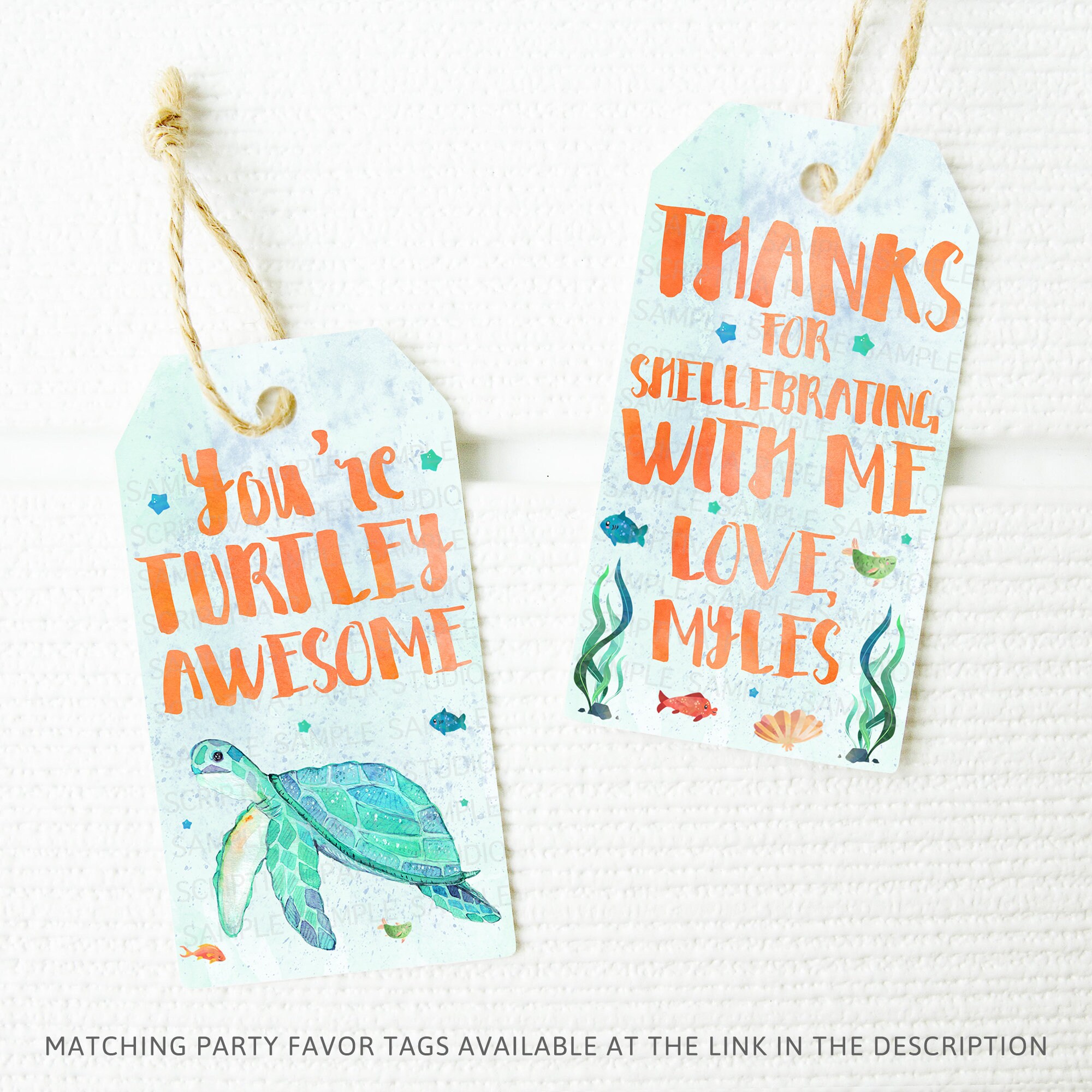 Sea Turtle Party Favor Tags | Etsy