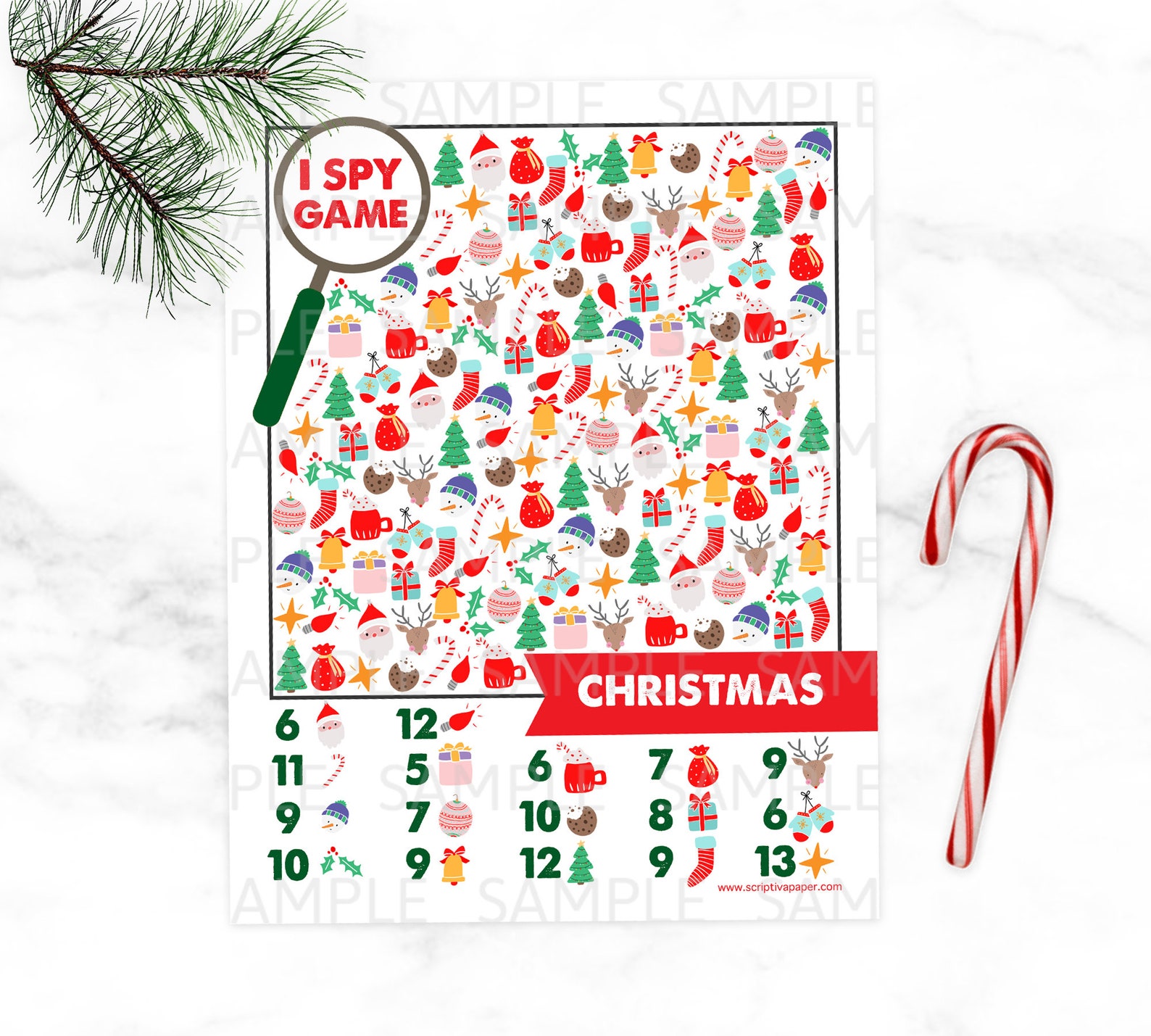 Christmas I SPY Worksheet Christmas Counting and Numbers | Etsy