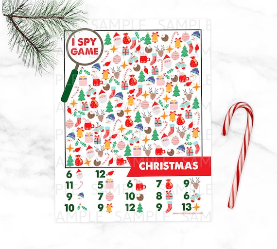 Christmas I SPY Worksheet Christmas Counting and Numbers | Etsy