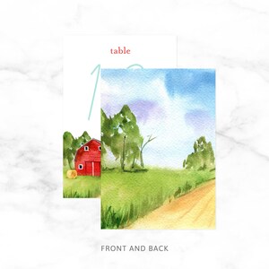 Red Barn Wedding Table Number Cards - Country Rustic Wedding Theme - Etsy