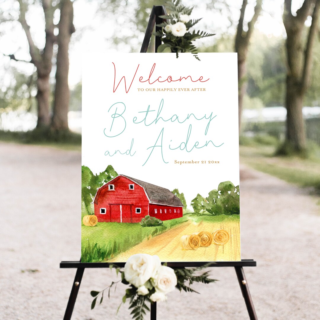 Red Barn Wedding Welcome Sign - Farm Wedding Sign - Etsy