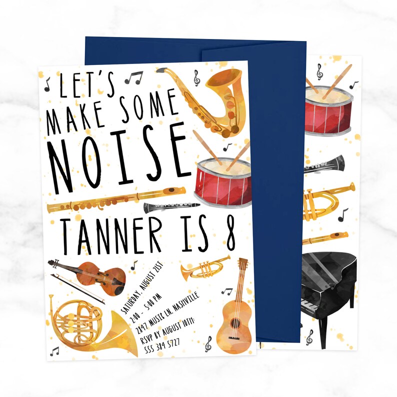Musical Instruments Birthday Party Invitation Music Theme - Etsy