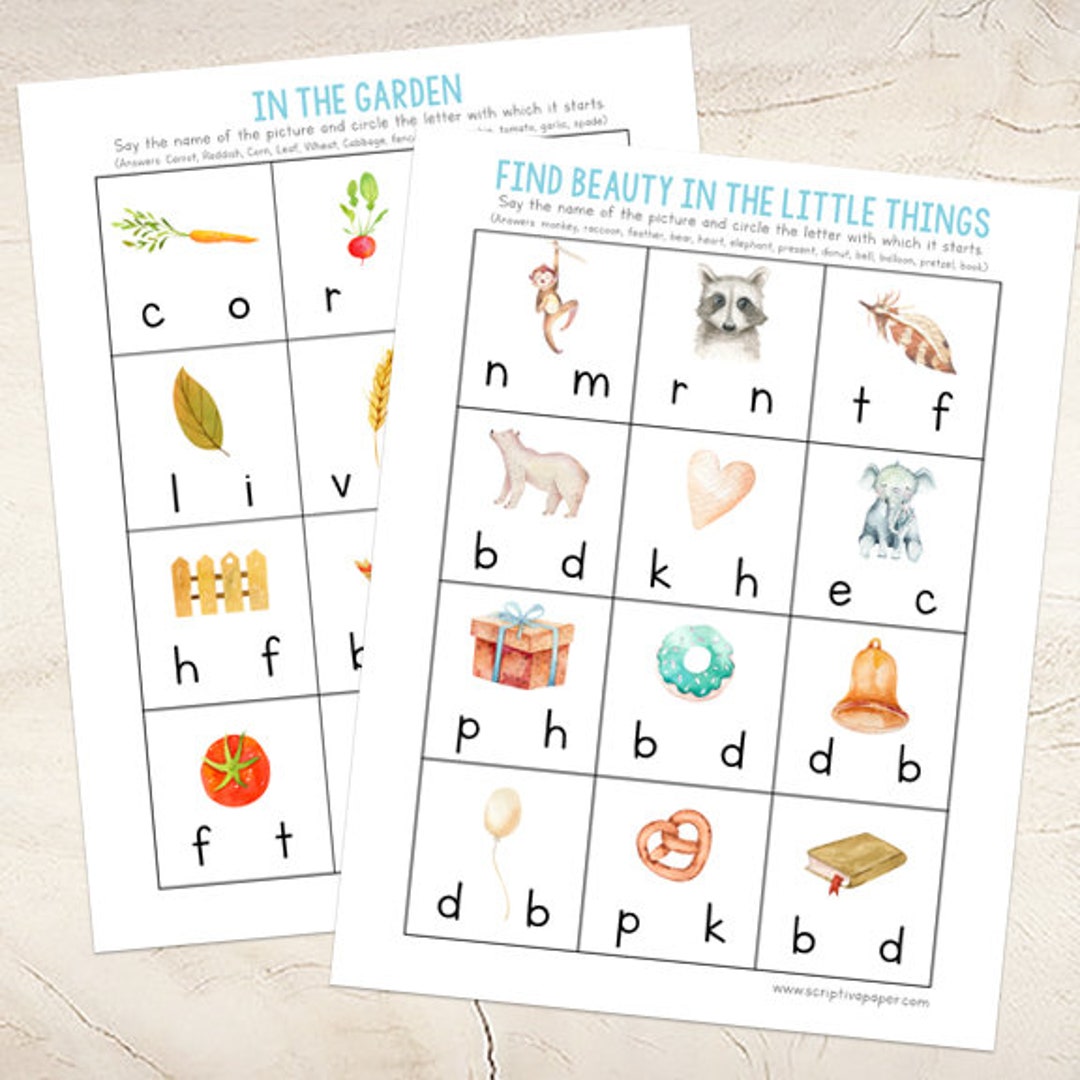 10 Worksheets for Practicing Beginning Sounds | Kindergarten & Pre-k - Etsy
