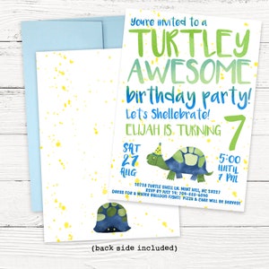 Turtle Birthday Party Invitation - Etsy