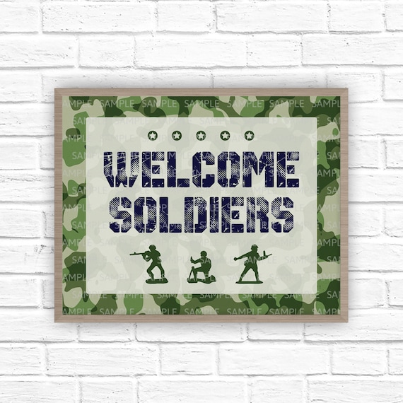 Camo Military Party Welcome Sign Welcome Soldiers Army Party | Etsy