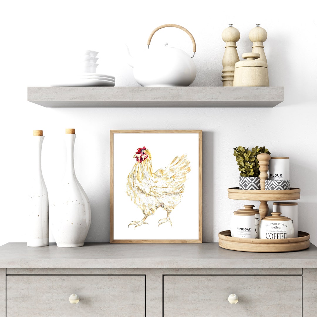 Hand Painted Chicken Wall Decor - Hen Wall Art Print - Etsy