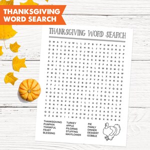 Thanksgiving Word Search - Etsy