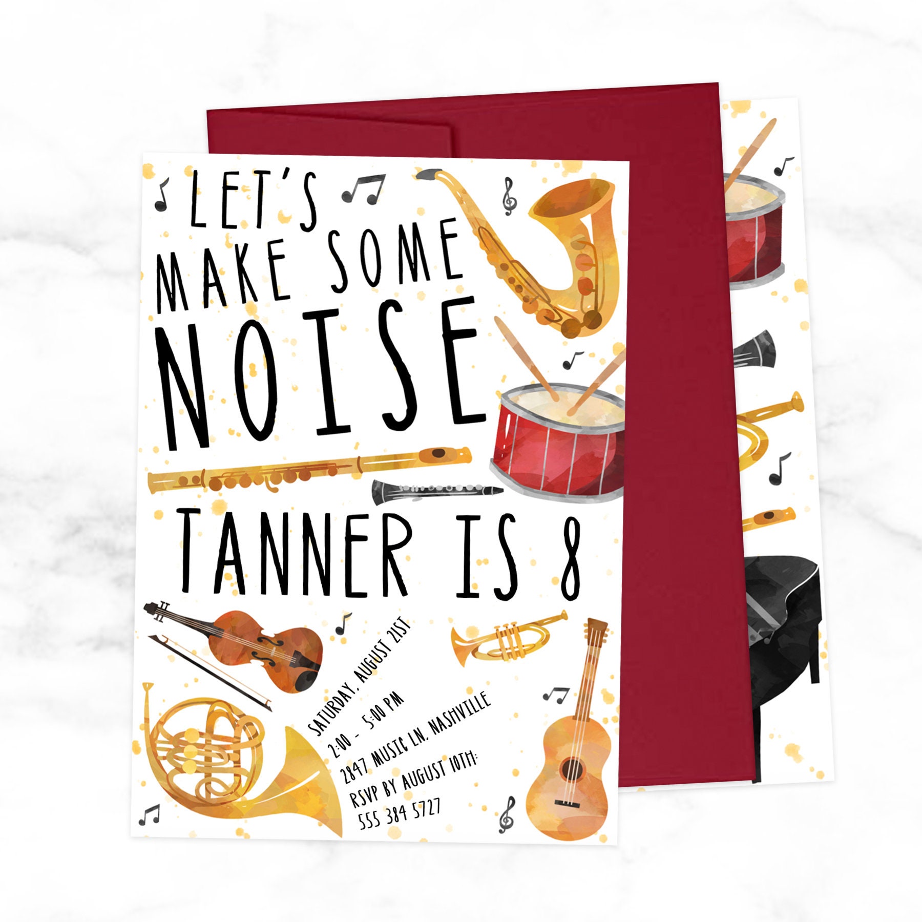 Musical Instruments Birthday Party Invitation Music Theme | Etsy