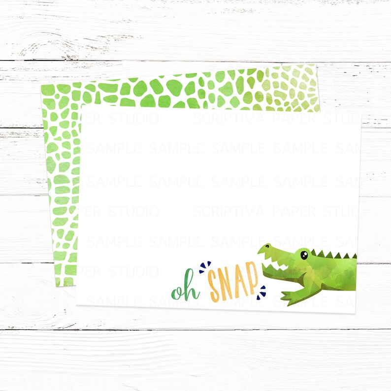 Alligator Thank You Note Cards Alligator Crocodile | Etsy