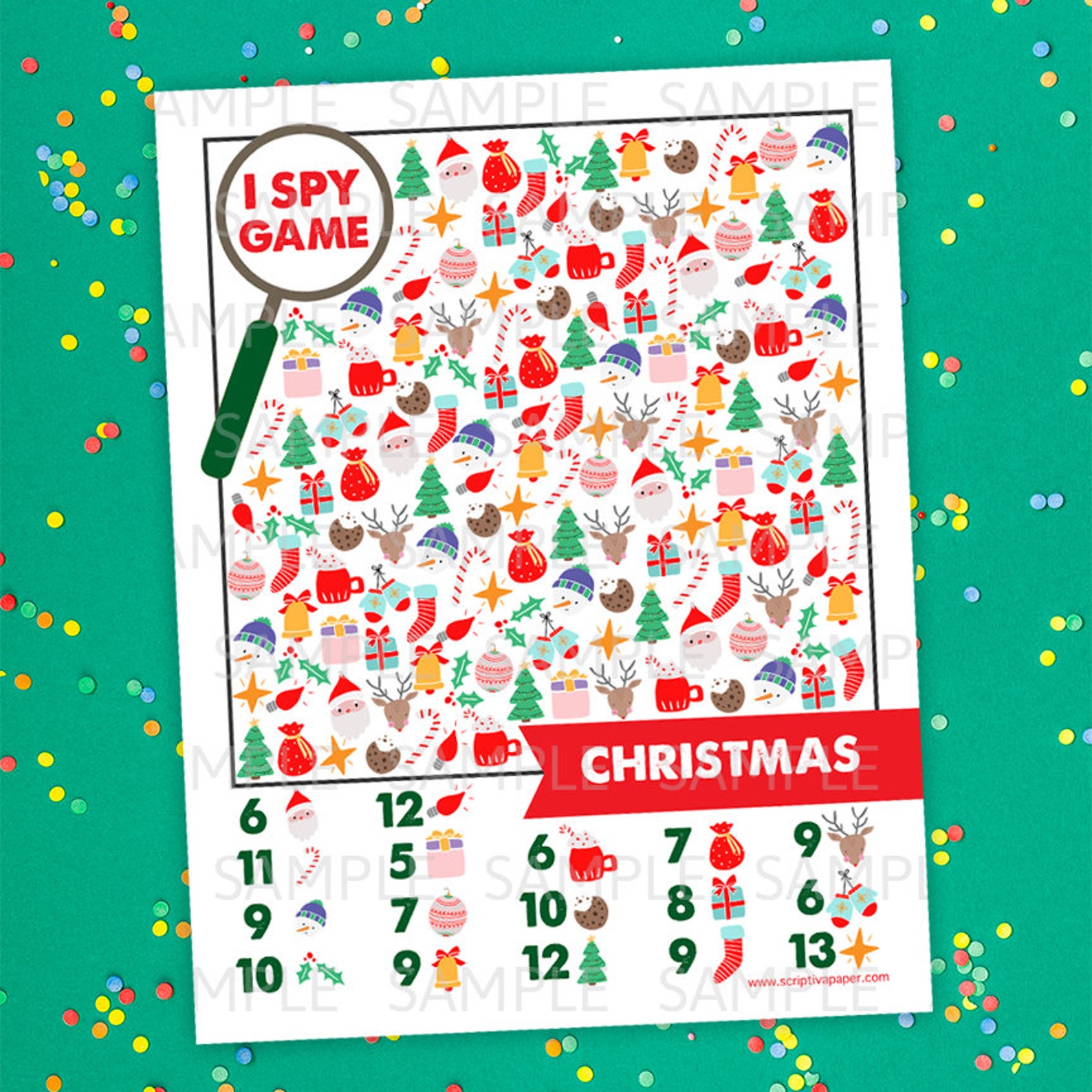 Christmas I SPY Worksheet Christmas Counting and Numbers | Etsy