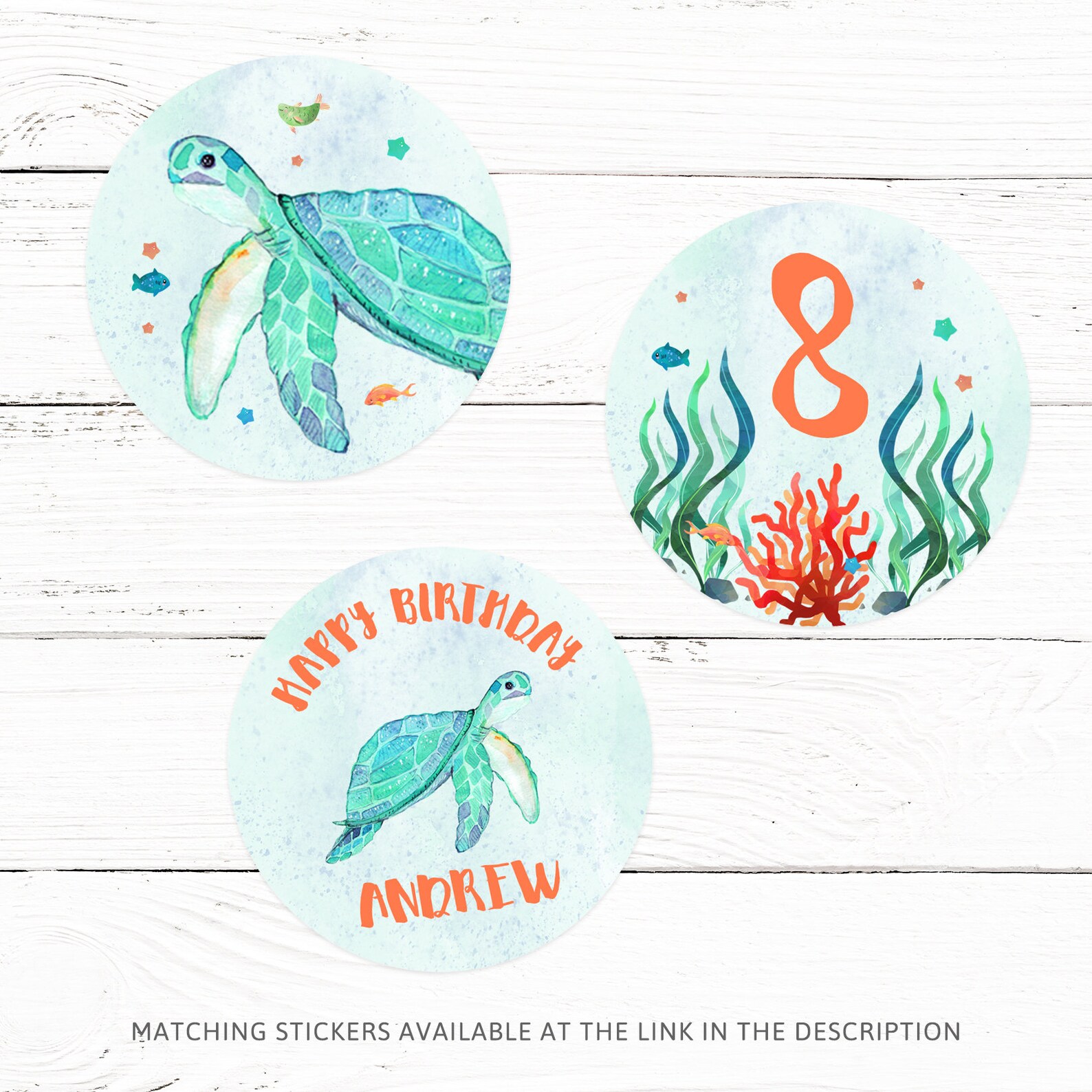 Sea Turtle Party Favor Tags | Etsy