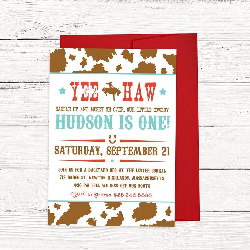 Rodeo Cowboy Birthday Party Invitation Yee Haw Cowboy - Etsy