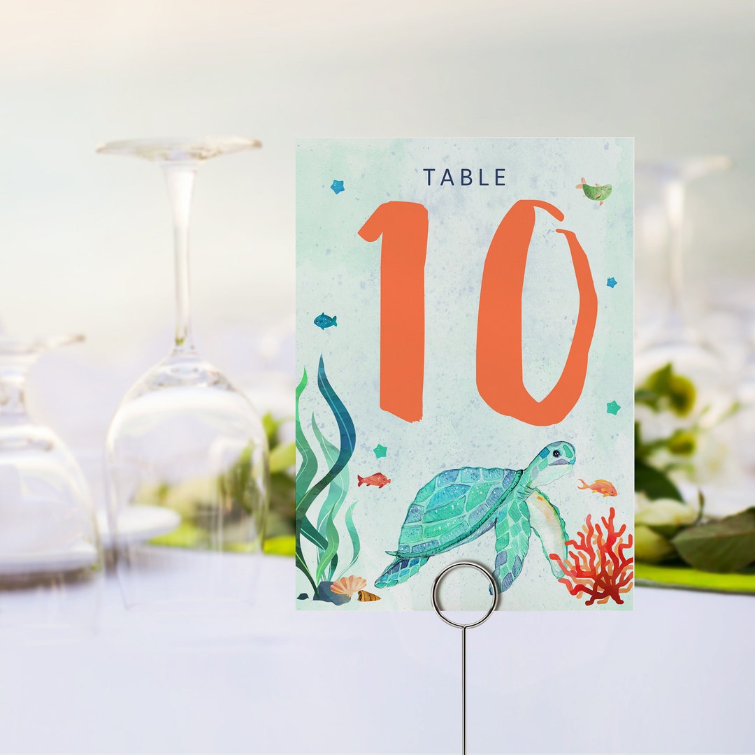 Sea Turtle Table Number Signs - Etsy