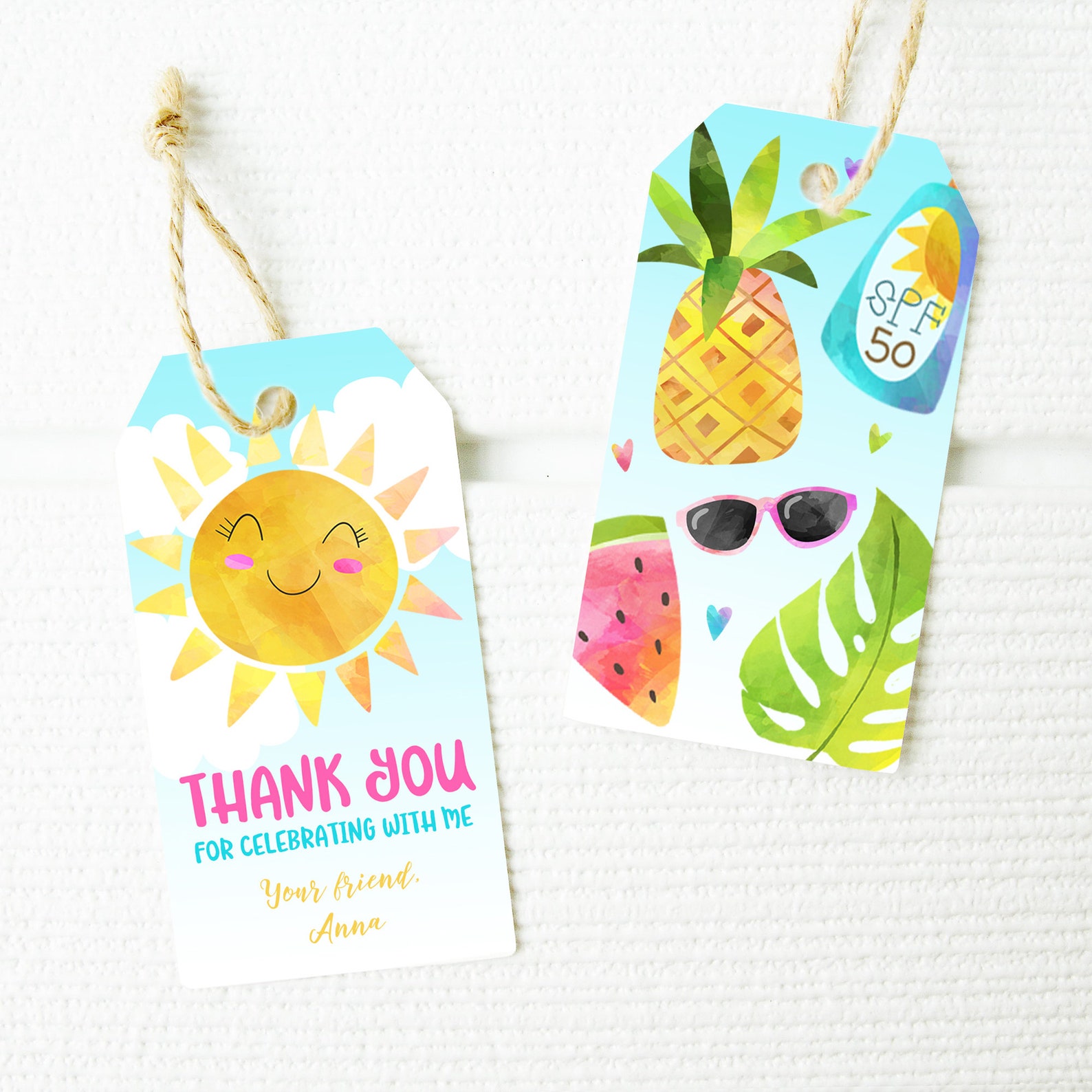 Summer Sun Birthday Party Favor Tags Fun in the Sun Party - Etsy
