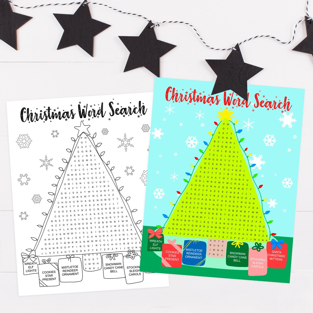 Christmas Word Search for Kids - Black and White or Color - Etsy