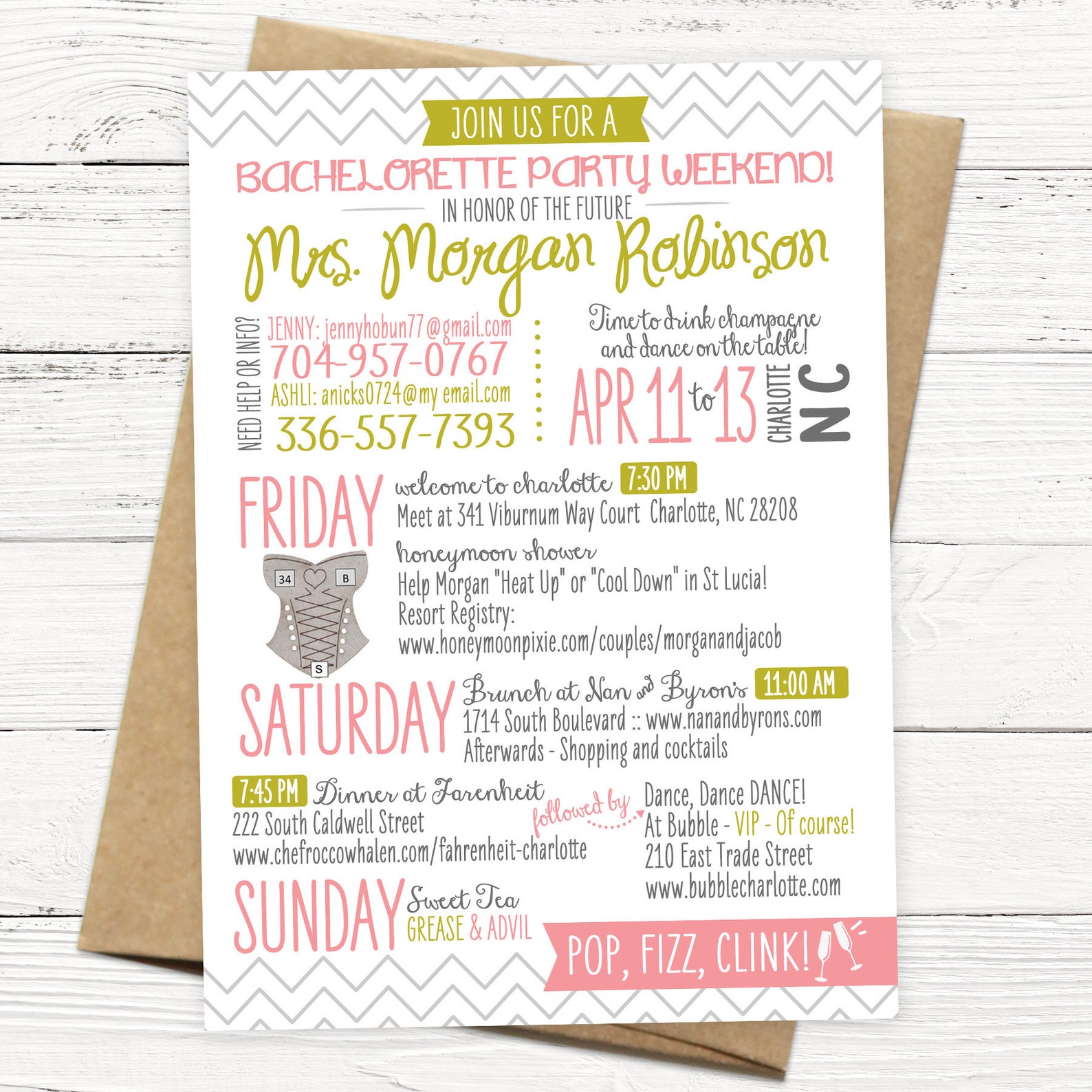 Bachelorette Party Weekend Itinerary Card Weekend Timeline Etsy