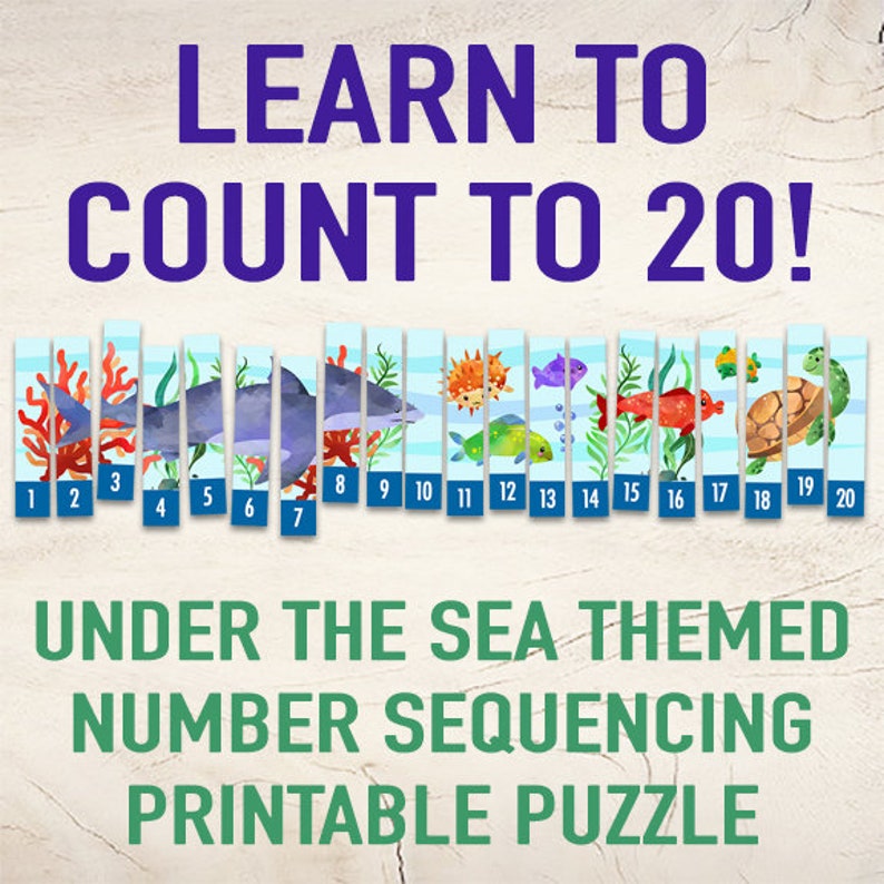 Learn to Count to 20 Under the Sea Puzzle Preschool and - Etsy