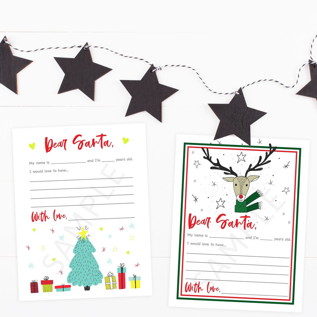 Letter to Santa - Set of 2 Printable Christmas Wish Lists - Etsy