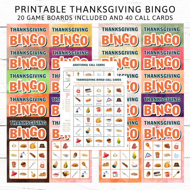 Printable Thanksgiving Bingo Game - Etsy