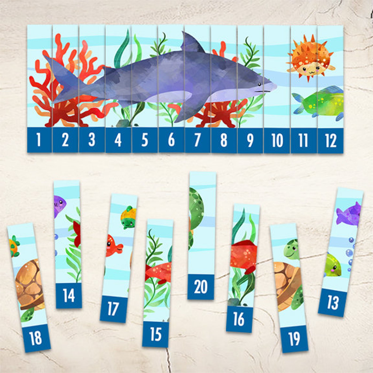 Learn to Count to 20 Under the Sea Puzzle Preschool and - Etsy